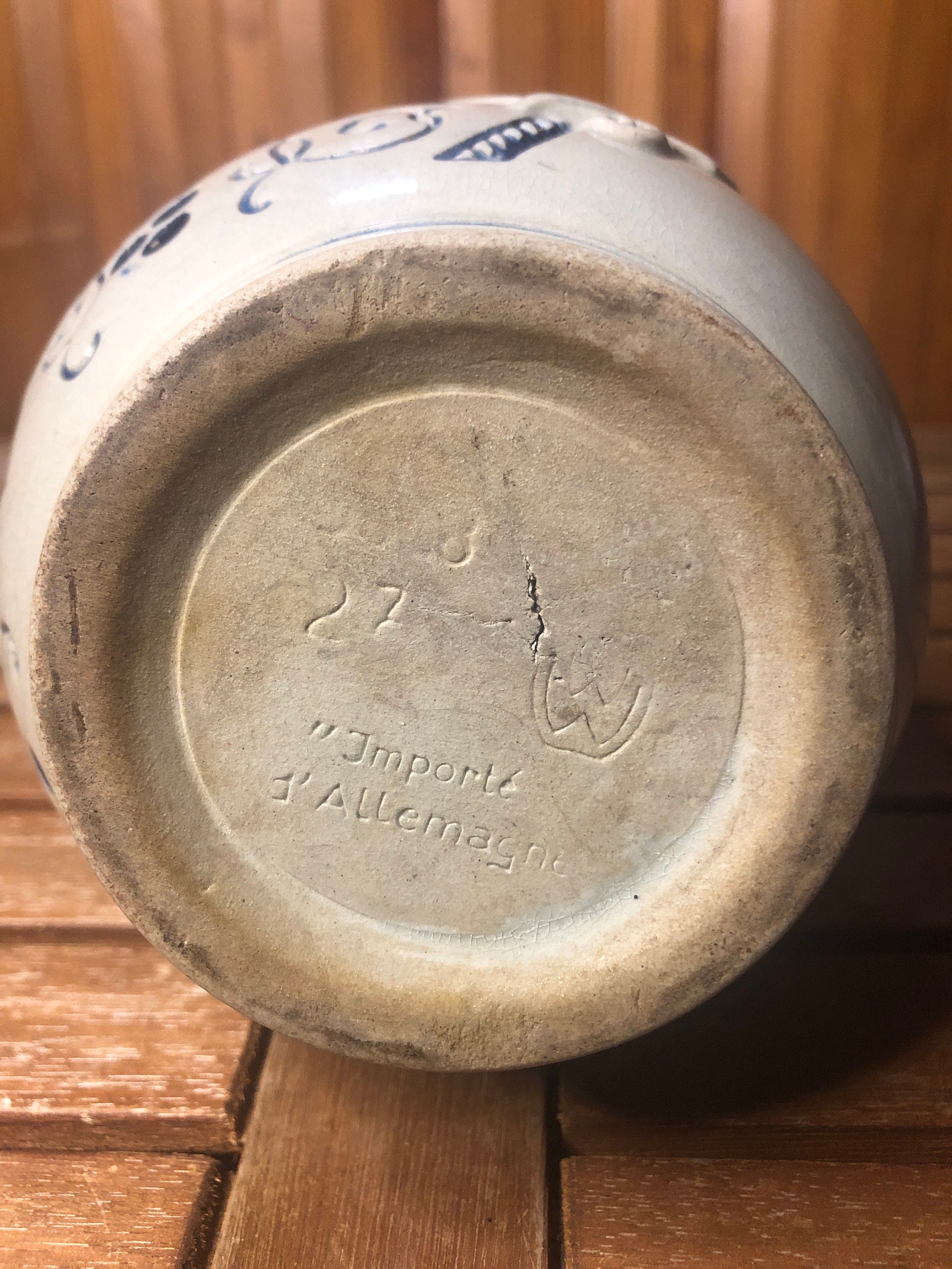 Old Germany Pitcher Enameled Stoneware Vintage Blue Decor #A431 - Etsy