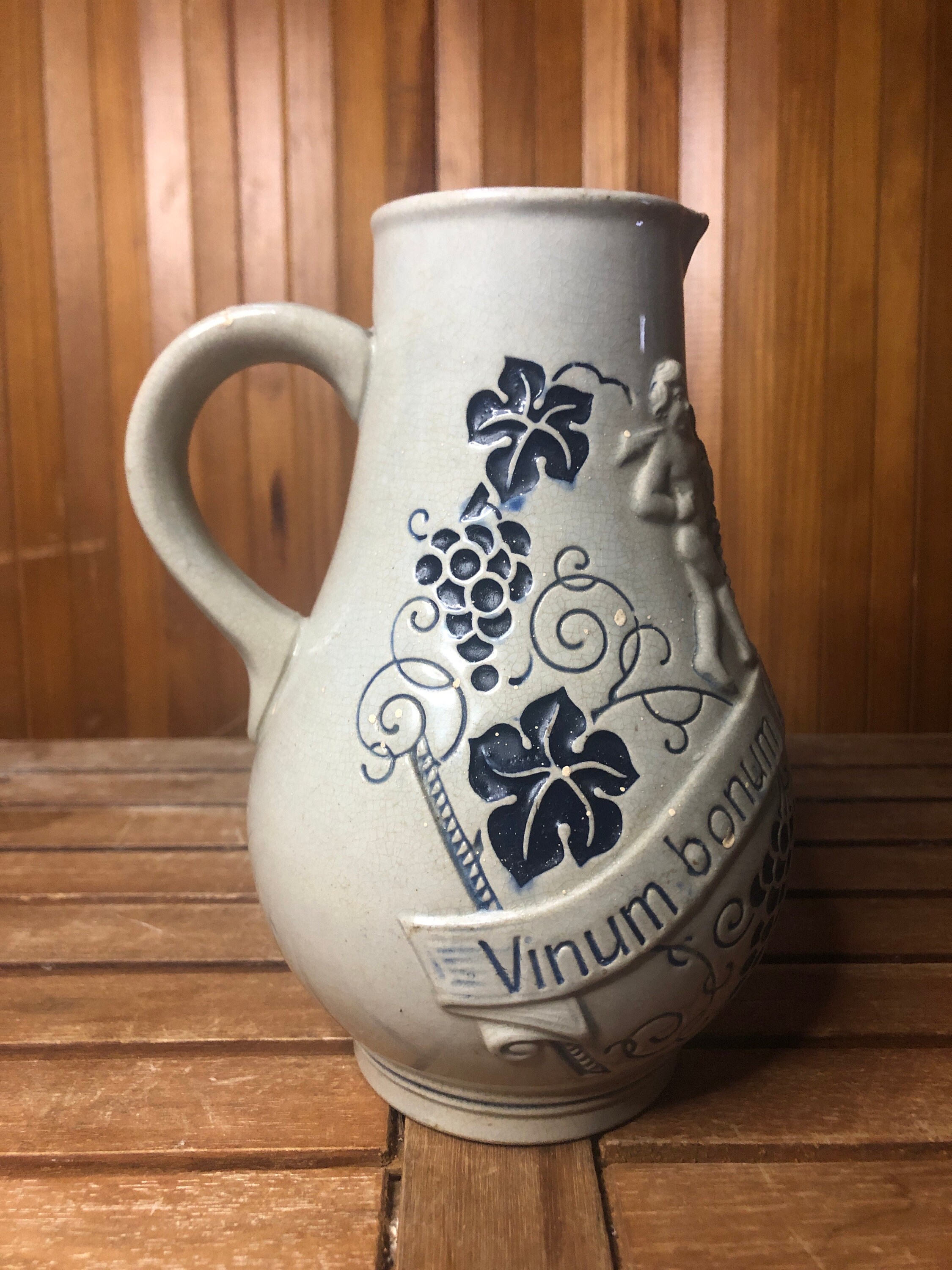Old Germany Pitcher Enameled Stoneware Vintage Blue Decor #A431 - Etsy