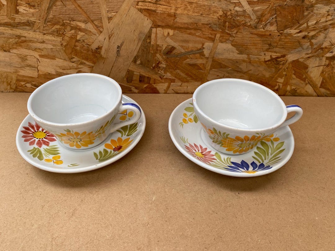 Pair of Antique Quimper HB Ceramic Cups Vintage Flower Decor #B284 - Etsy