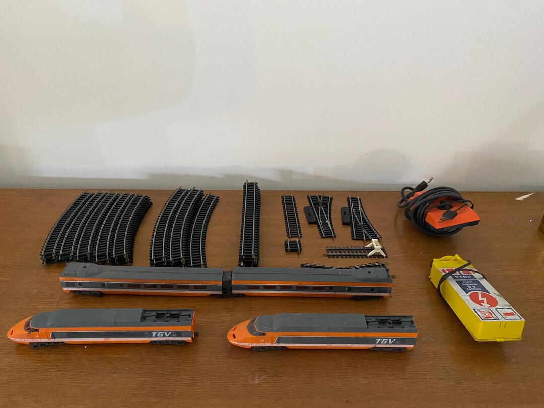 Old Orange TGV Train Locomotives Oars Rails Vintage Power Supplies B853 ...