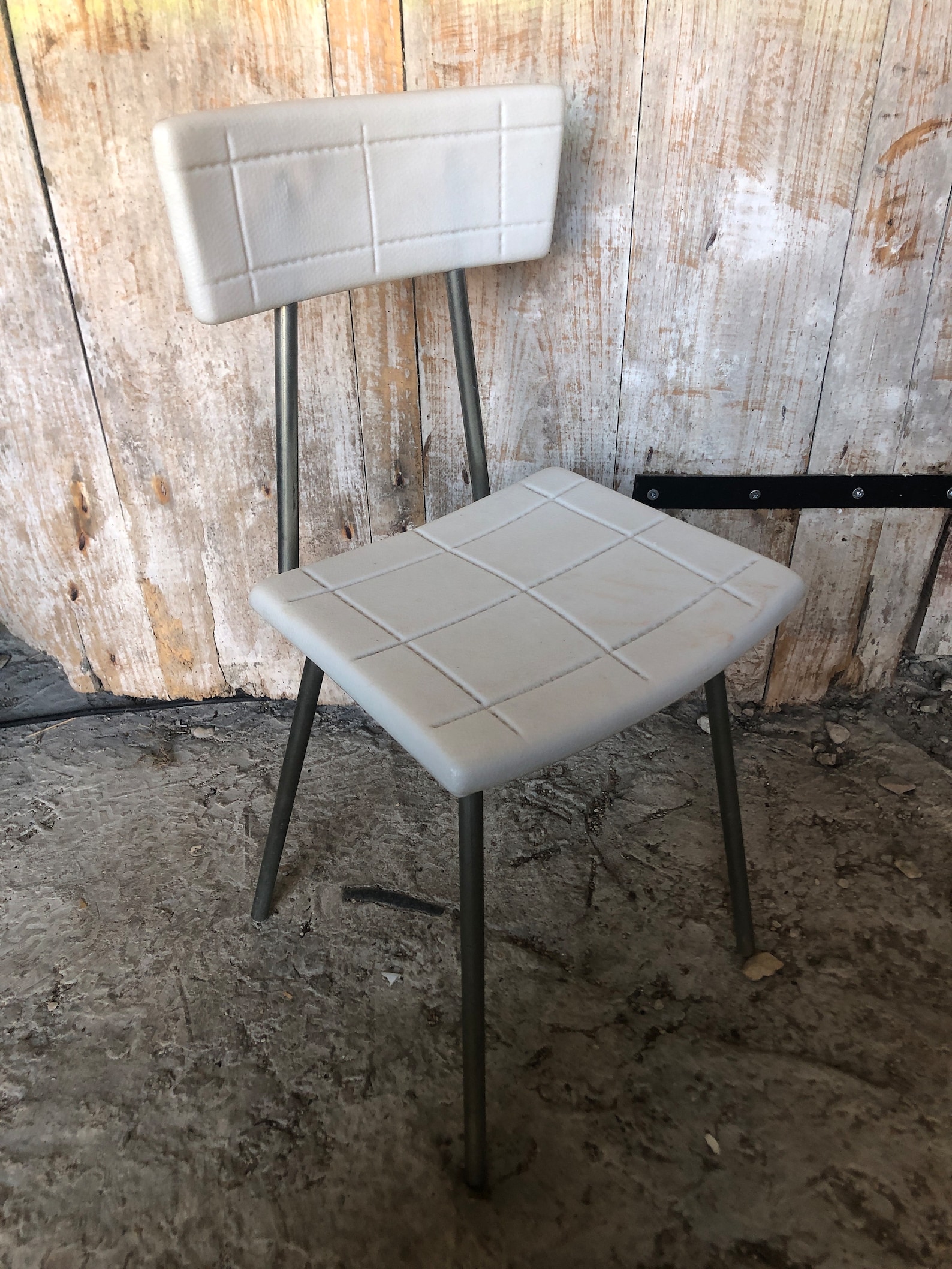 Gray Metal Children's Chair + Vintage White Plastic Seat & Back #A339 ...