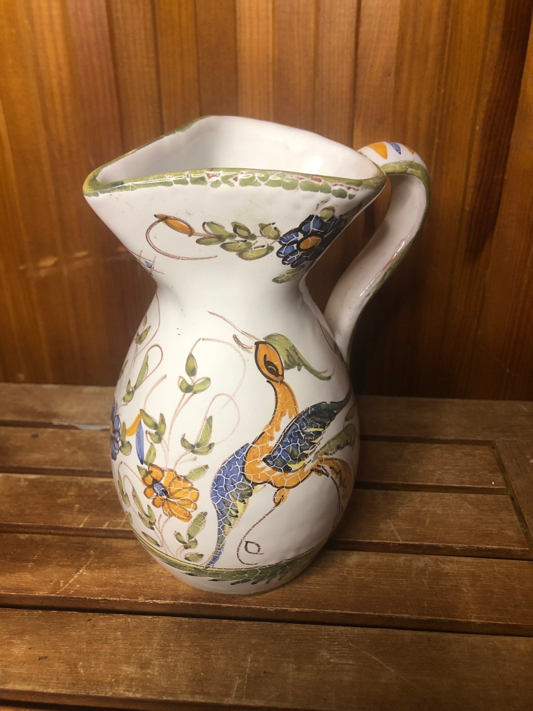 Old MOUSTIERS White Ceramic Pitcher Vintage Painted Decor A442 - Etsy