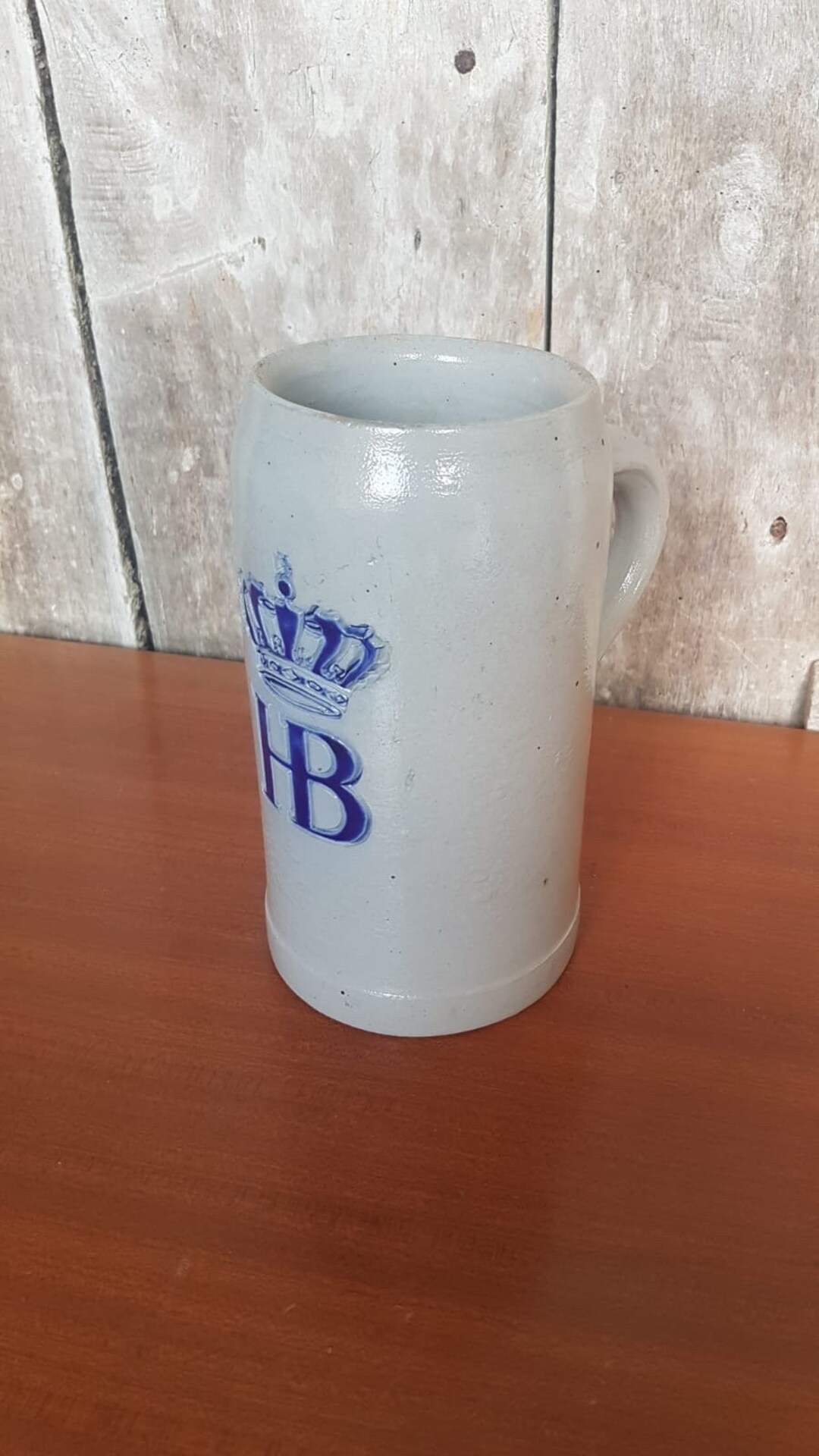 Old Tankard 1L Gray Stoneware Blue Crown Decor + Vintage HB Monogram # ...