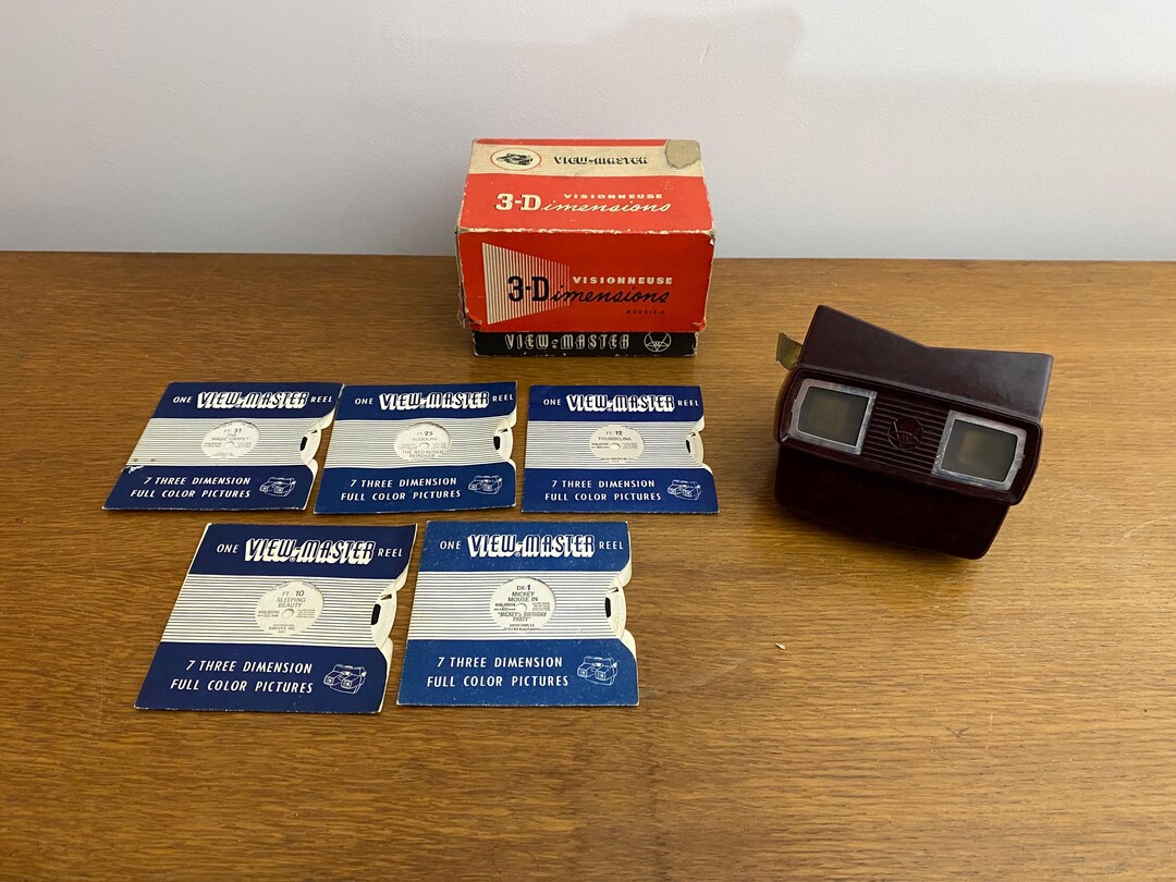 Antique 3D Stereoscope VIEW-MASTER Model E Viewer + 5 Vintage Discs # ...
