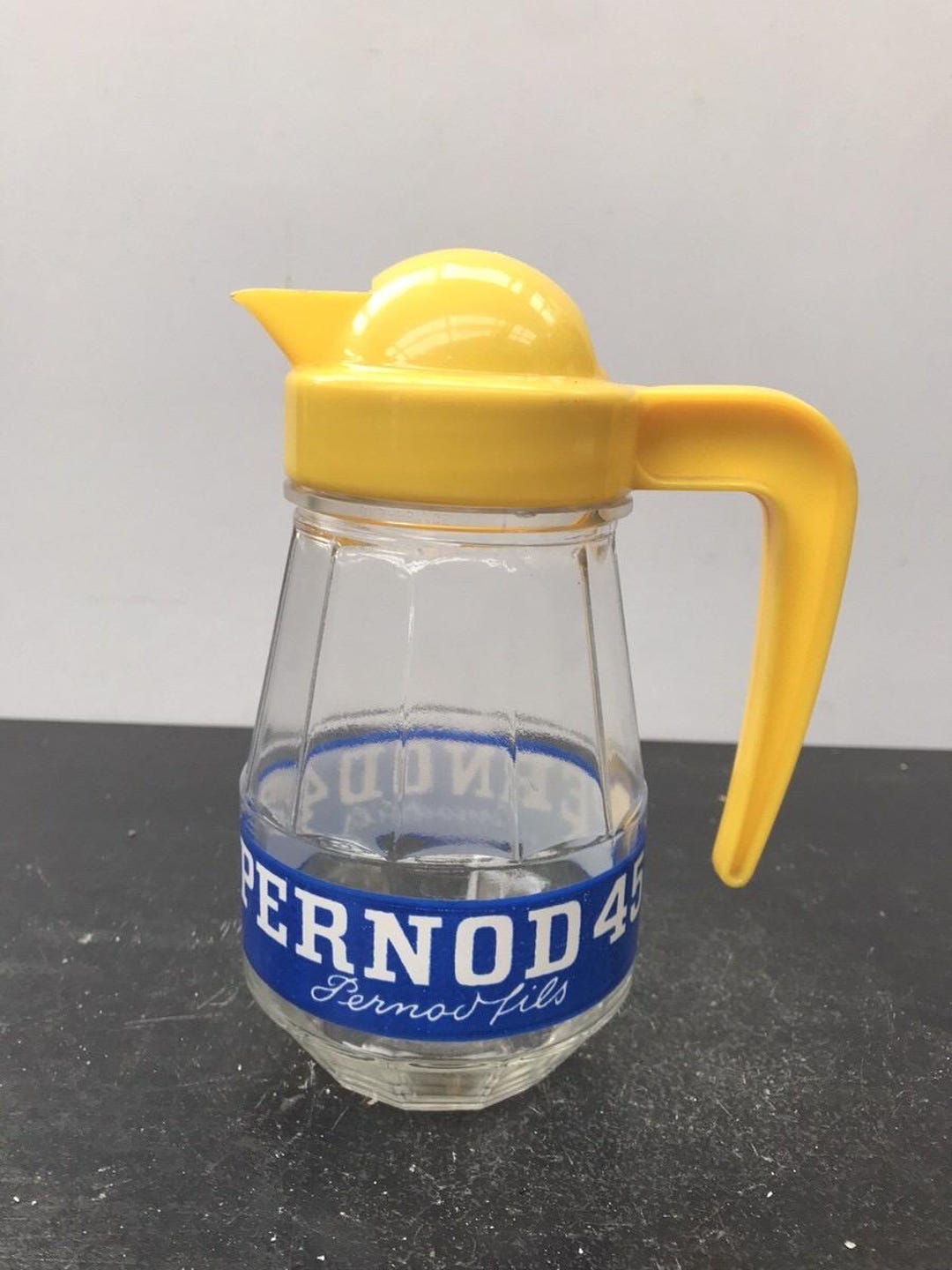 Vintage PERNOD 45 Advertising Carafe, Glass + Yellow Plastic #D271 - Etsy