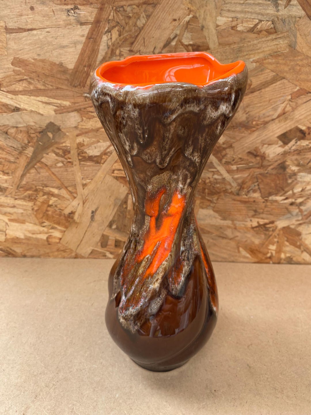 Antique Vase VALLAURIS Ceramic Art Brown Orange Vintage #B315 - Etsy