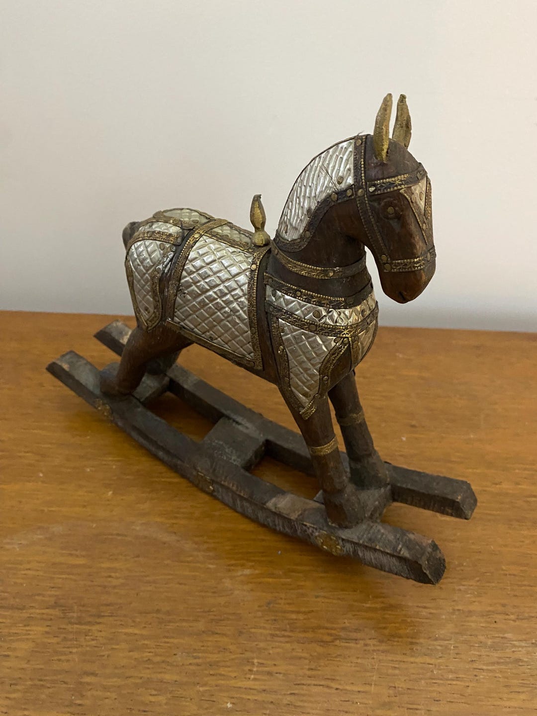 Antique Indian Wood + Metal Rocking Horse Sculpture Vintage #C006 - Etsy