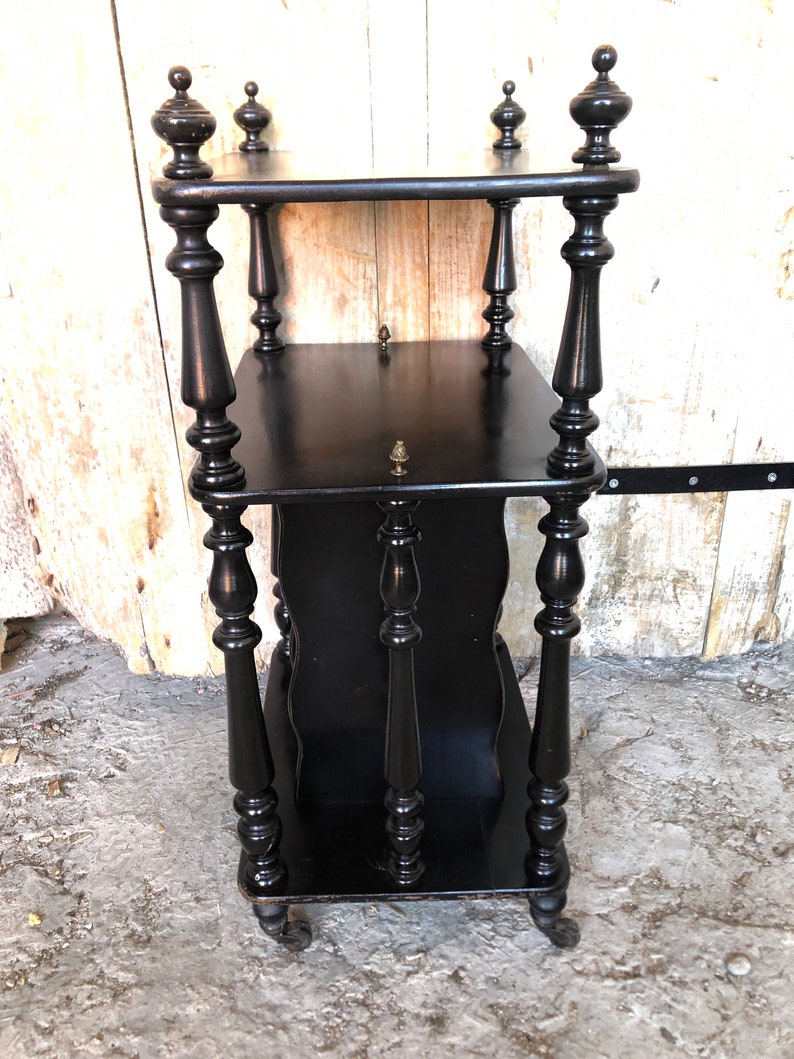 NAPOLEON 3 Partition Table Black Wood & Vintage Castors A063 - Etsy
