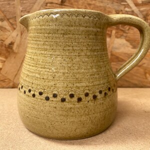 Antique Beige Glazed Stoneware Pitcher With Vintage Chiseled Decor # ...