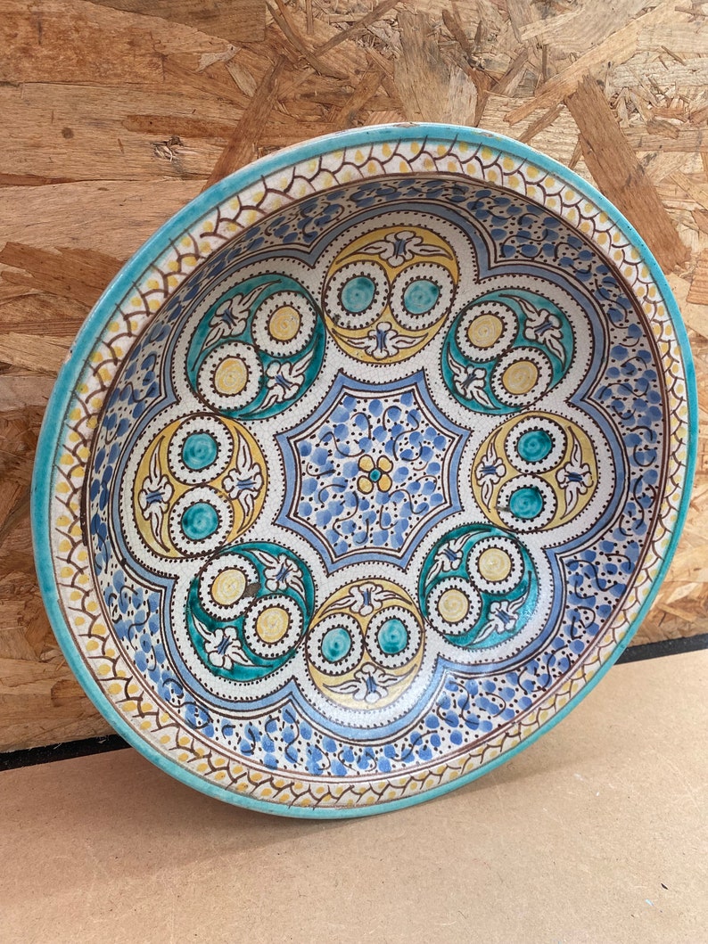 Old Couscous Serving Dish Polychrome Earthenware Morocco 19TH #B085 - Etsy