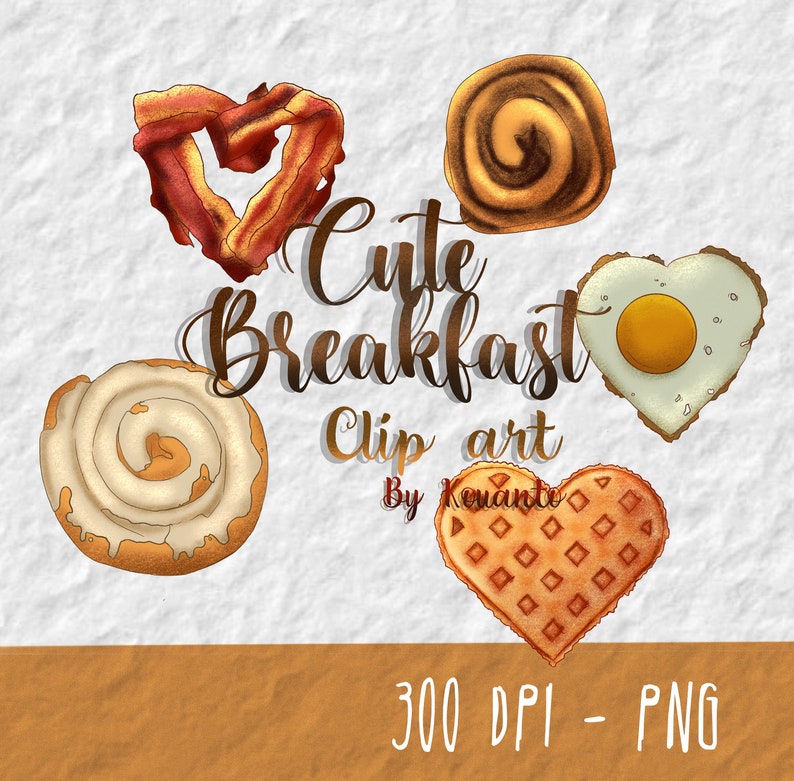 Cute Breakfast Clipart, Food Clip Art, Watercolor Set/individual PNG ...