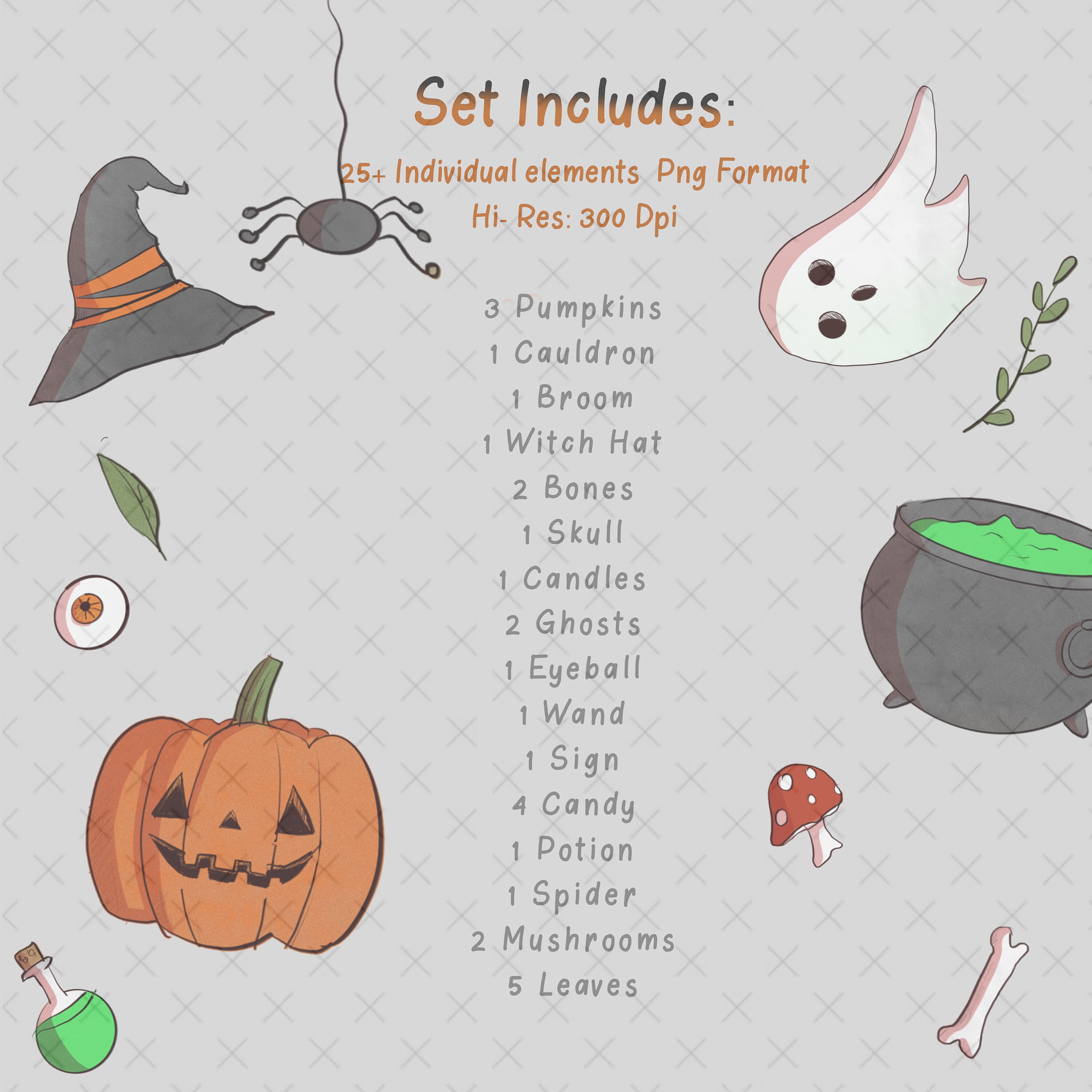 Spooky Halloween Clipart Aurumn Clip Art Png Set/individual - Etsy