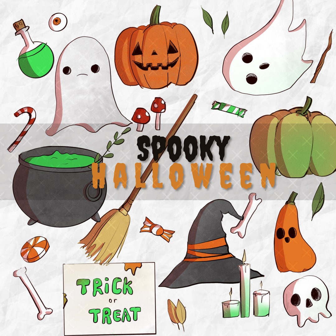 Spooky Halloween Clipart Aurumn Clip Art Png Set/individual - Etsy