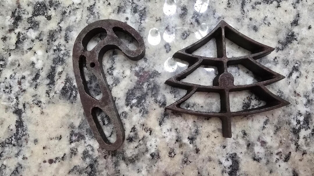 Vintage Rare Cast Iron Candy Cane and Christmas Tree Decor Pcs - Etsy
