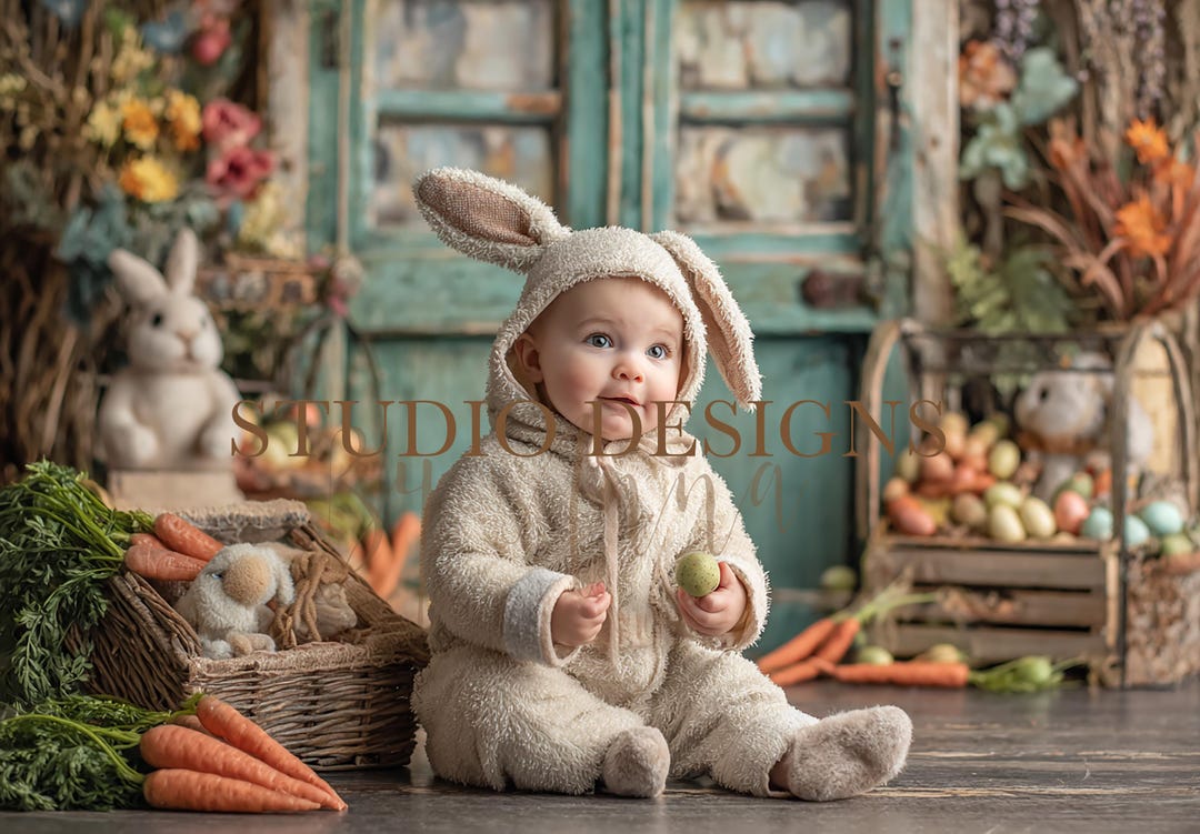 Children Easter Digital Backdrop Composition Bunny Rabbits Background ...