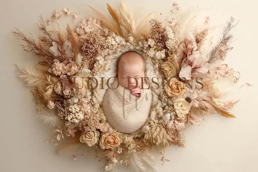 Digital Backdrop Newborn Neutral Basket, Photo Prop Nest, Newborn ...