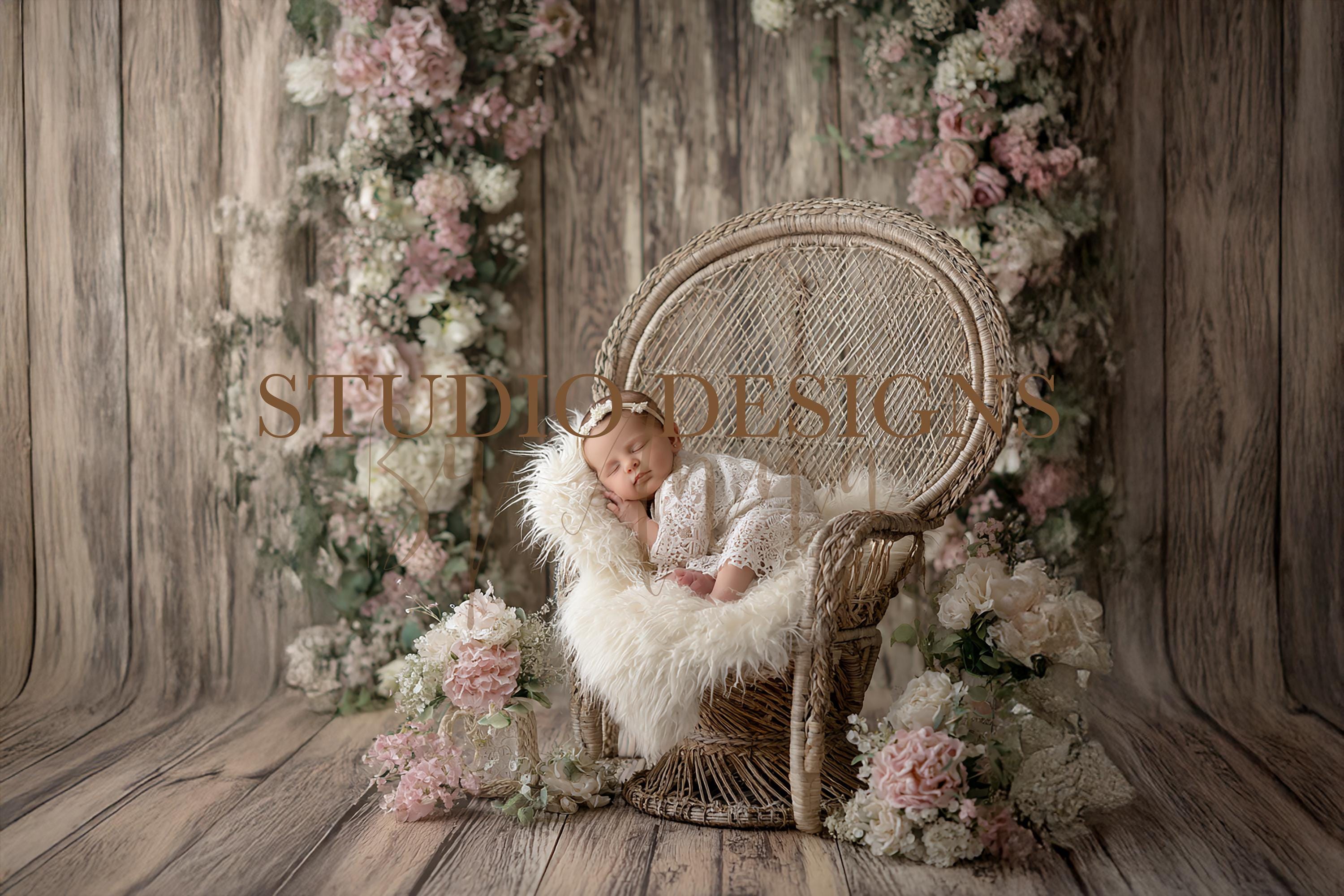Baby Floral Digital Background, Newborn Overlay, Flower Backdrop ...