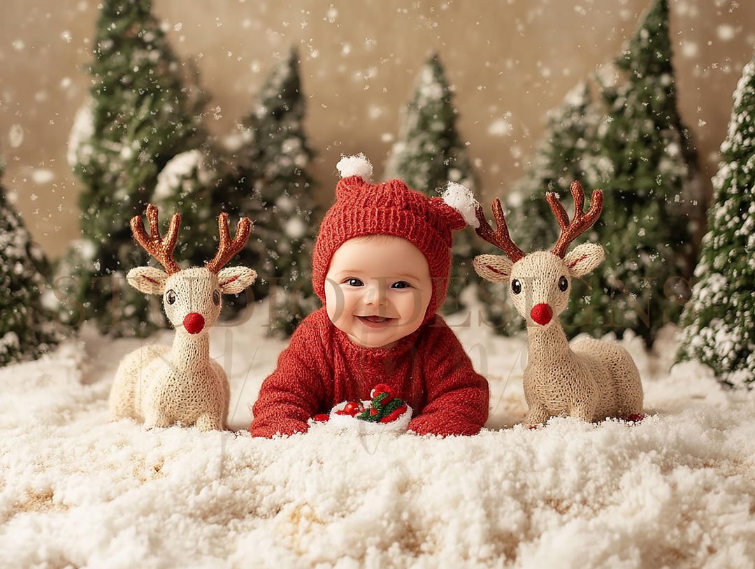 Newborn Winter Christmas Digital Background, Baby Backdrop, Christmas ...