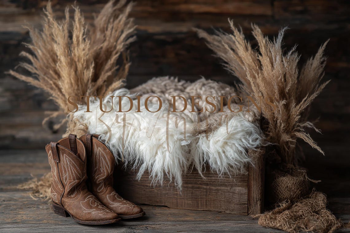 Cowboy Newborn Digital Backdrop , Farm Newborn Digital Photo Prop ...