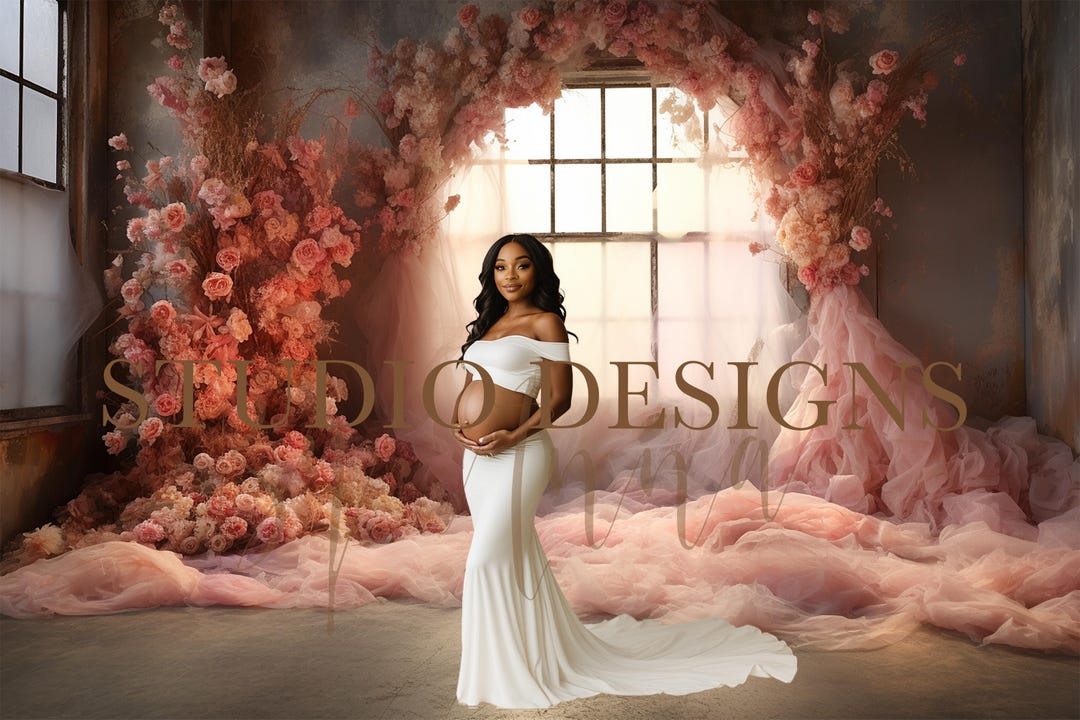 Maternity, Bridal, Children Floral Digital Backdrop, Pregnancy ...