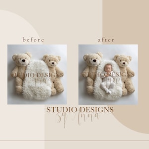 Teddy Bear Newborn Digital Backdrop , Minimal Newborn Digital Photo ...