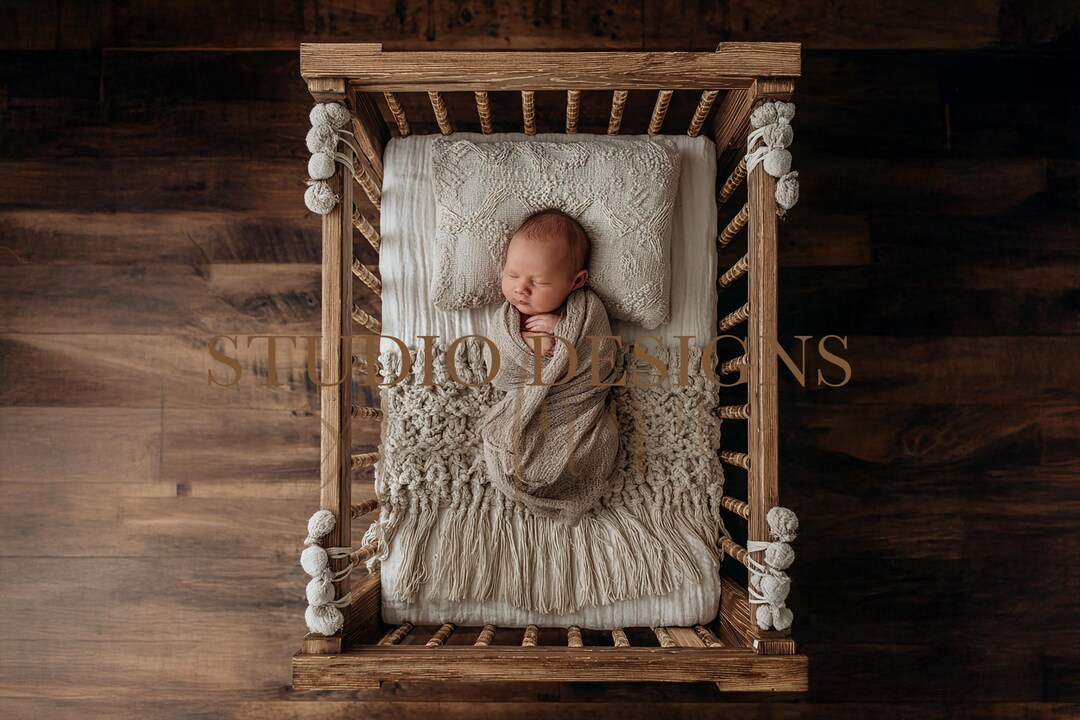Digital Backdrop Newborn Neutral Crib, Baby Photo Prop Composite ...