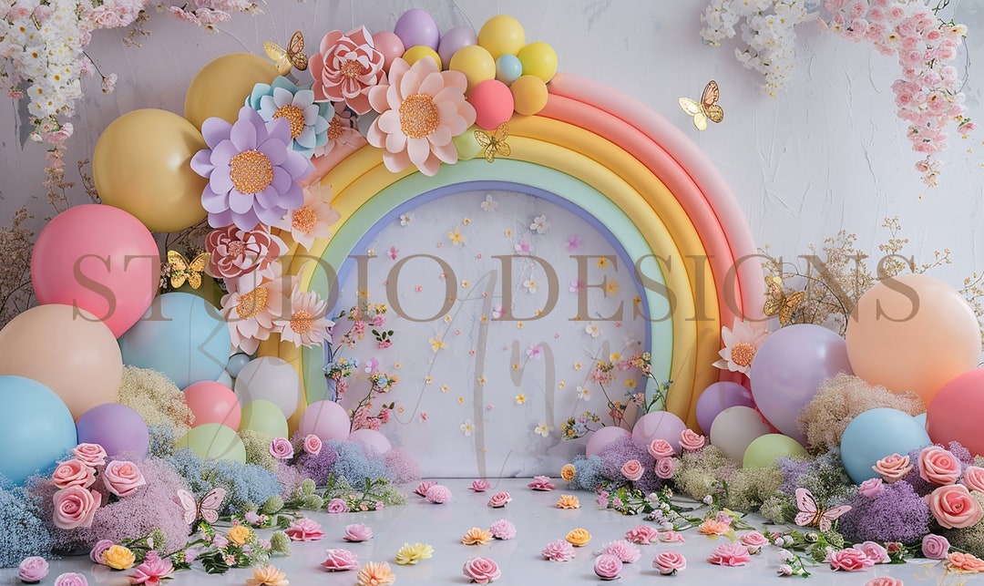 Children Birthday Backdrop ,digital Composition, Balloons Backdrop ...