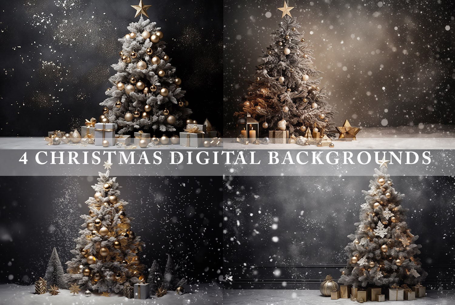 4 Christmas Digital Backgrounds Bundle, Pack of 4 Christmas Composites ...