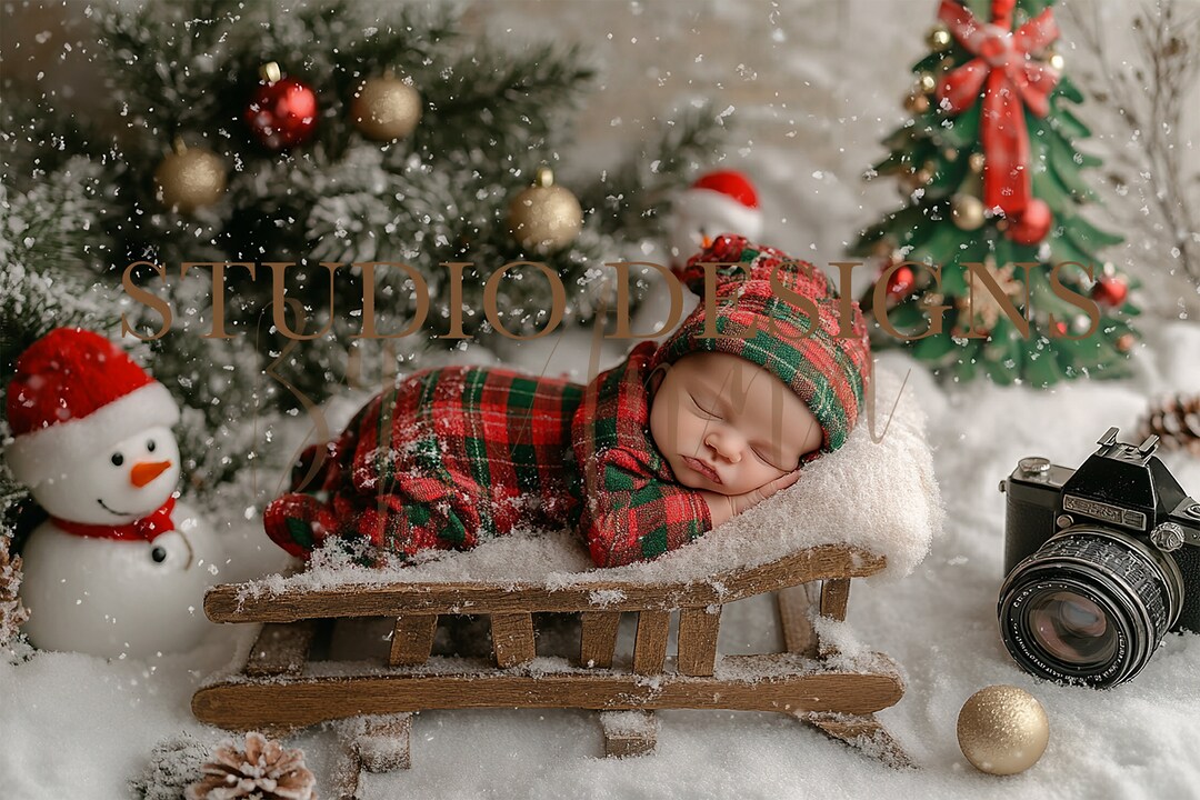 Newborn Winter Christmas Digital Background, Newborn Digital Backdrop ...