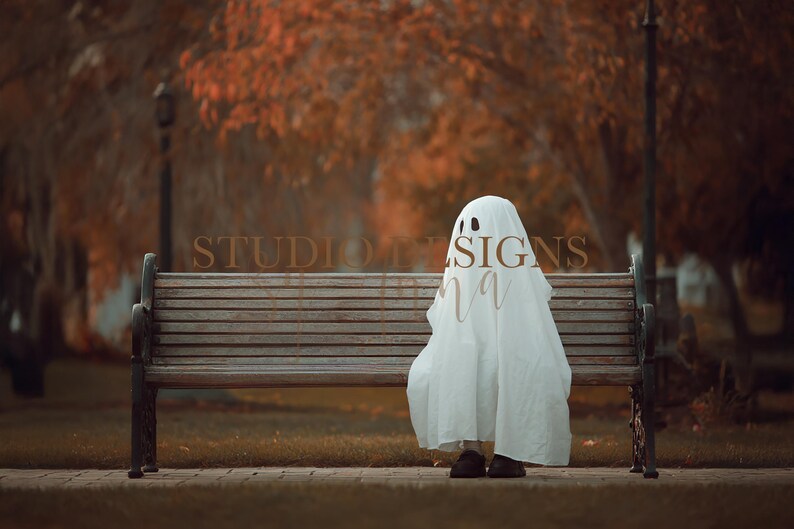 Halloween Digital Backdrop , Ghost Children Digital Composition, Spooky ...