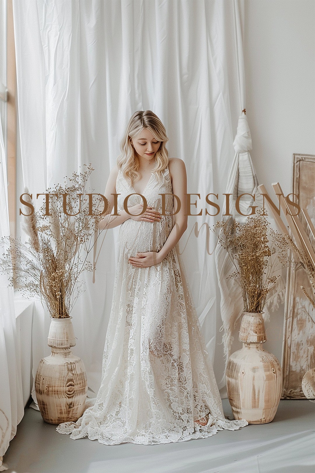 Maternity, Bridal, Children Floral Digital Backdrop, Pregnancy Minimal ...