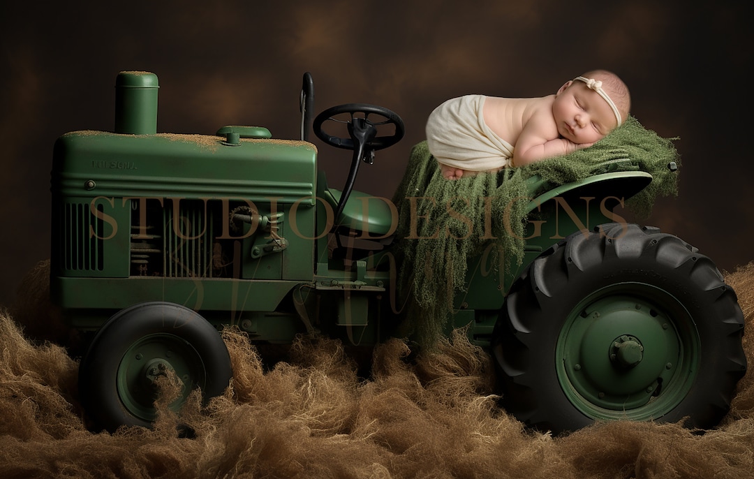 Farm Tractor Newborn Digital Backdrop , Newborn Digital Photo Prop ...