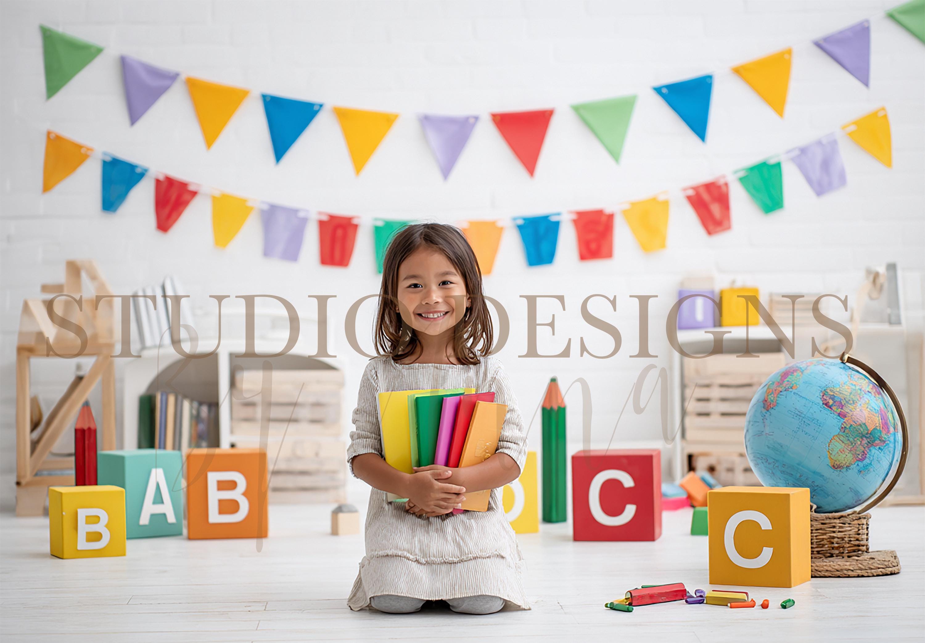 School Digital Background, Back to School Backdrop, Classroom Overlay ...