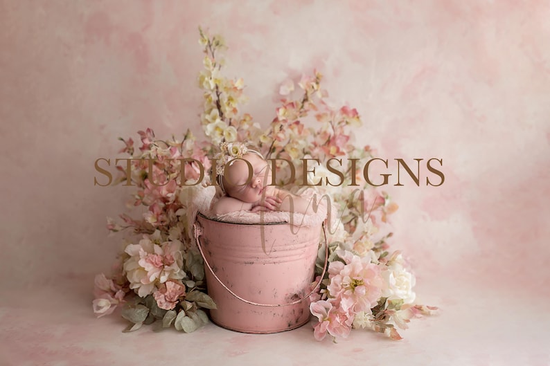 Newborn Digital Backdrop Floral Bucket, Newborn Digital Photo Prop ...