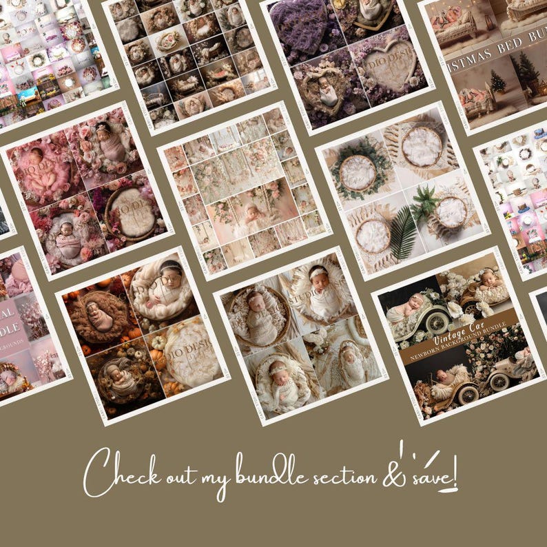 8 Newborn Digital Backgrounds Bundle, Digital Baby Backdrops Floral ...