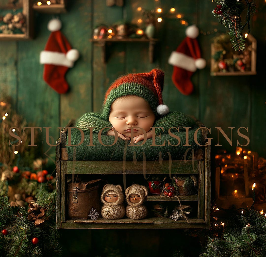 Newborn Christmas Digital Background, Newborn Digital Backdrop ...