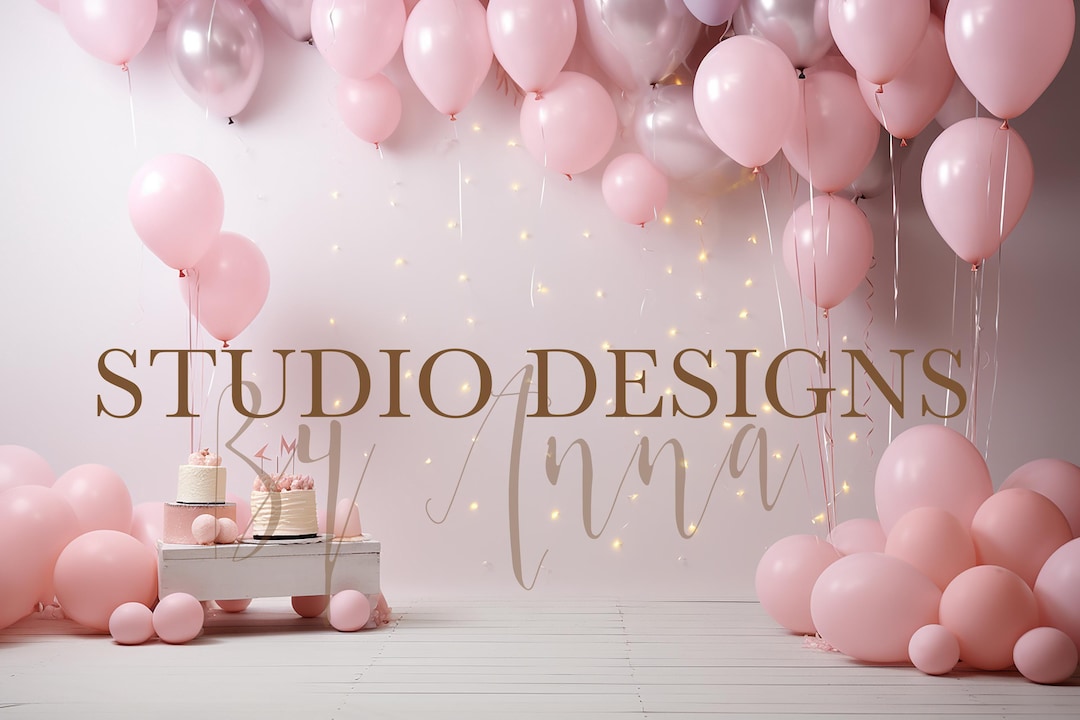 Children Birthday Digital Backdrop Toddler Digital Composition Balloons ...