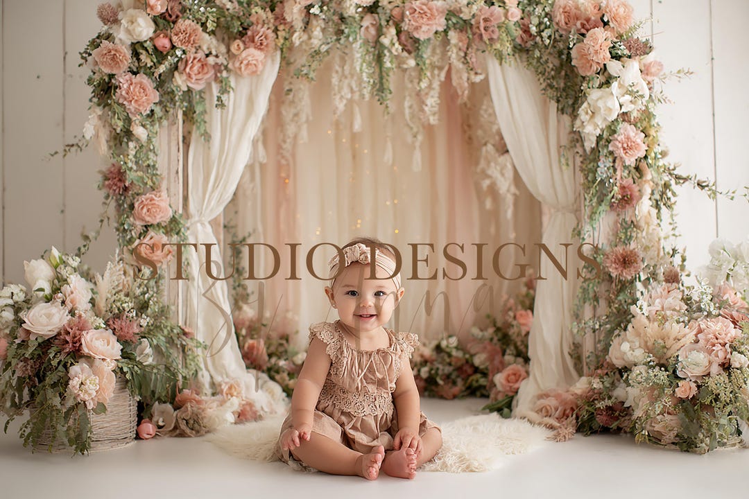 Children Floral Digital Background, Kids Overlay, Flower Backdrop ...