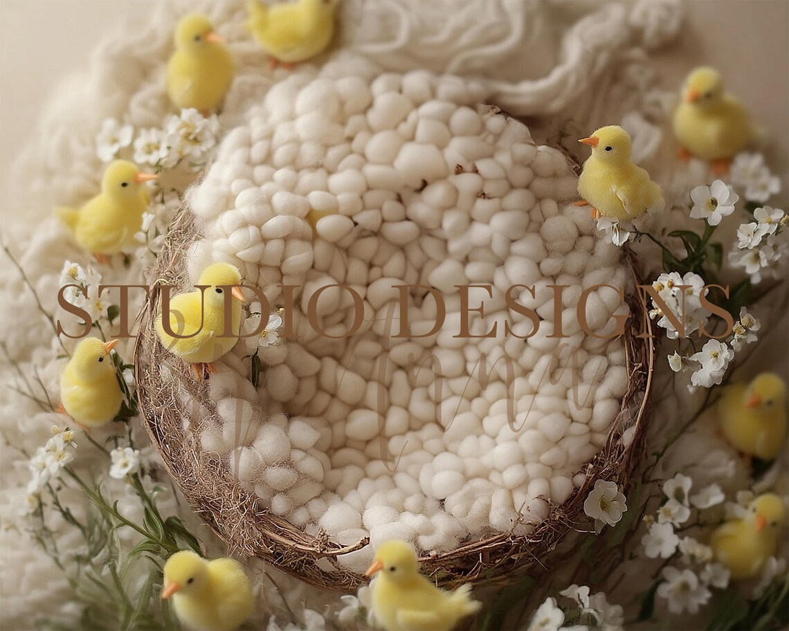 Easter Chicks Newborn Digital Backdrop Spring Baby Digital Photo ...