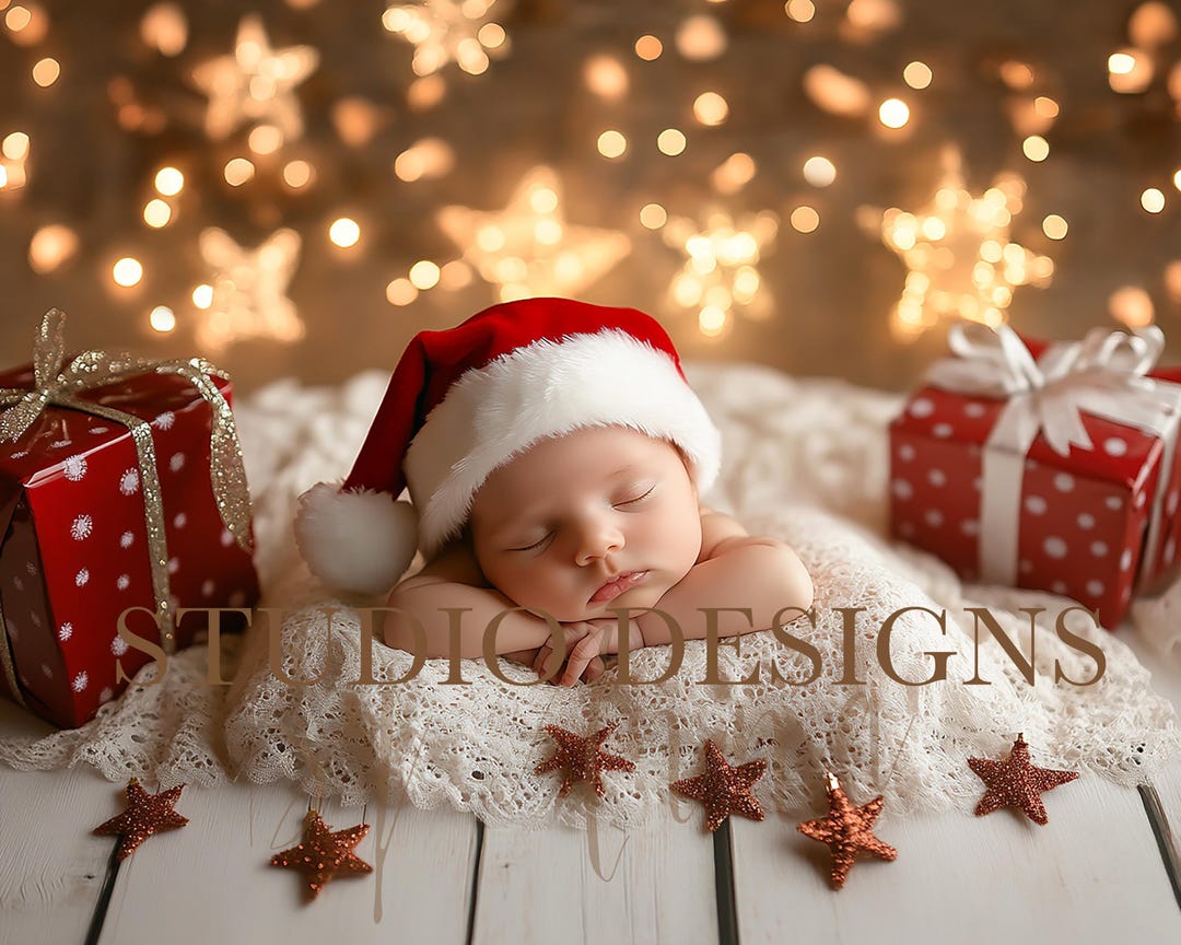 Newborn Winter Christmas Digital Background, Baby Backdrop, Christmas ...
