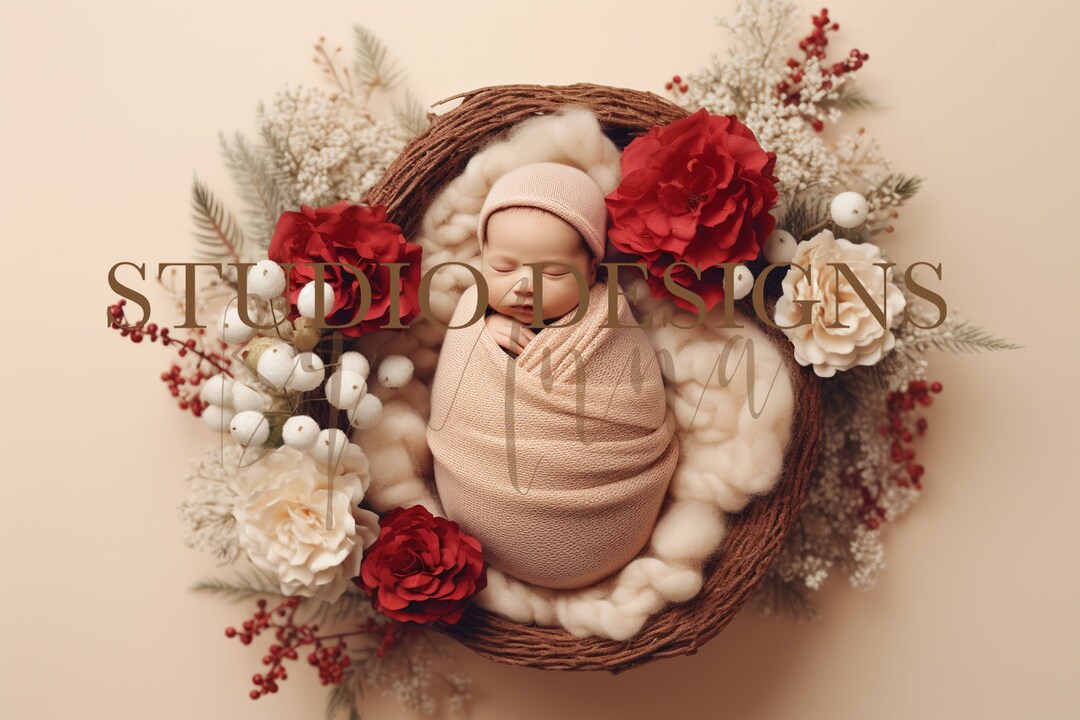 Newborn Christmas Digital Background, Newborn Digital Backdrop ...