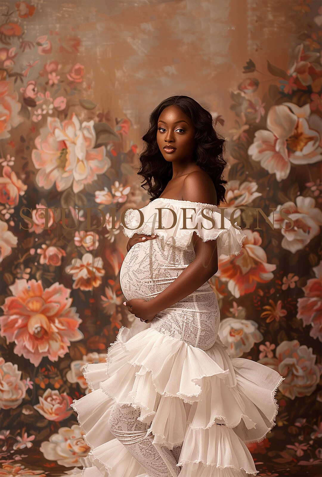 Maternity Bridal Children Floral Digital Backdrop, Pregnancy Minimal ...