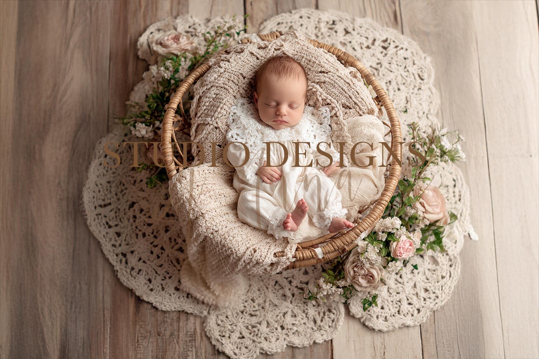 Digital Backdrop Newborn Neutral Basket, Photo Prop Nest, Newborn ...
