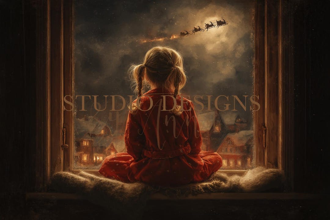 Christmas Children Background , Santa Sleigh Digital Backdrop, Xmas ...