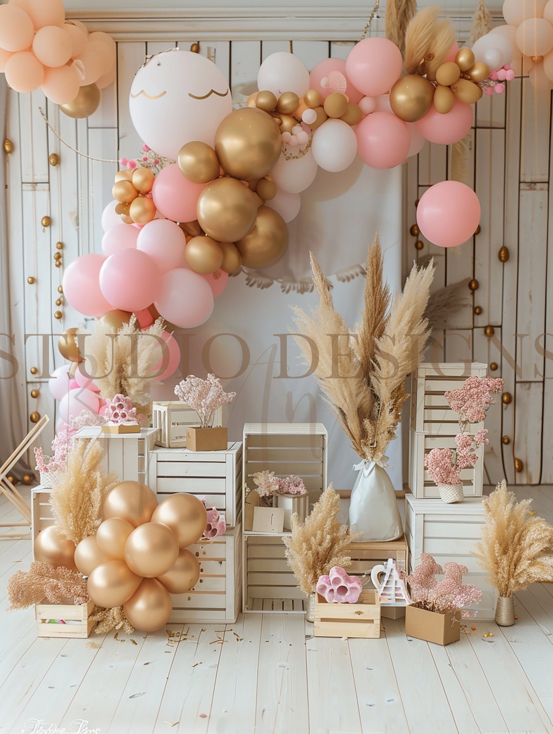 Children Birthday Backdrop ,digital Composition, Balloons Backdrop ...