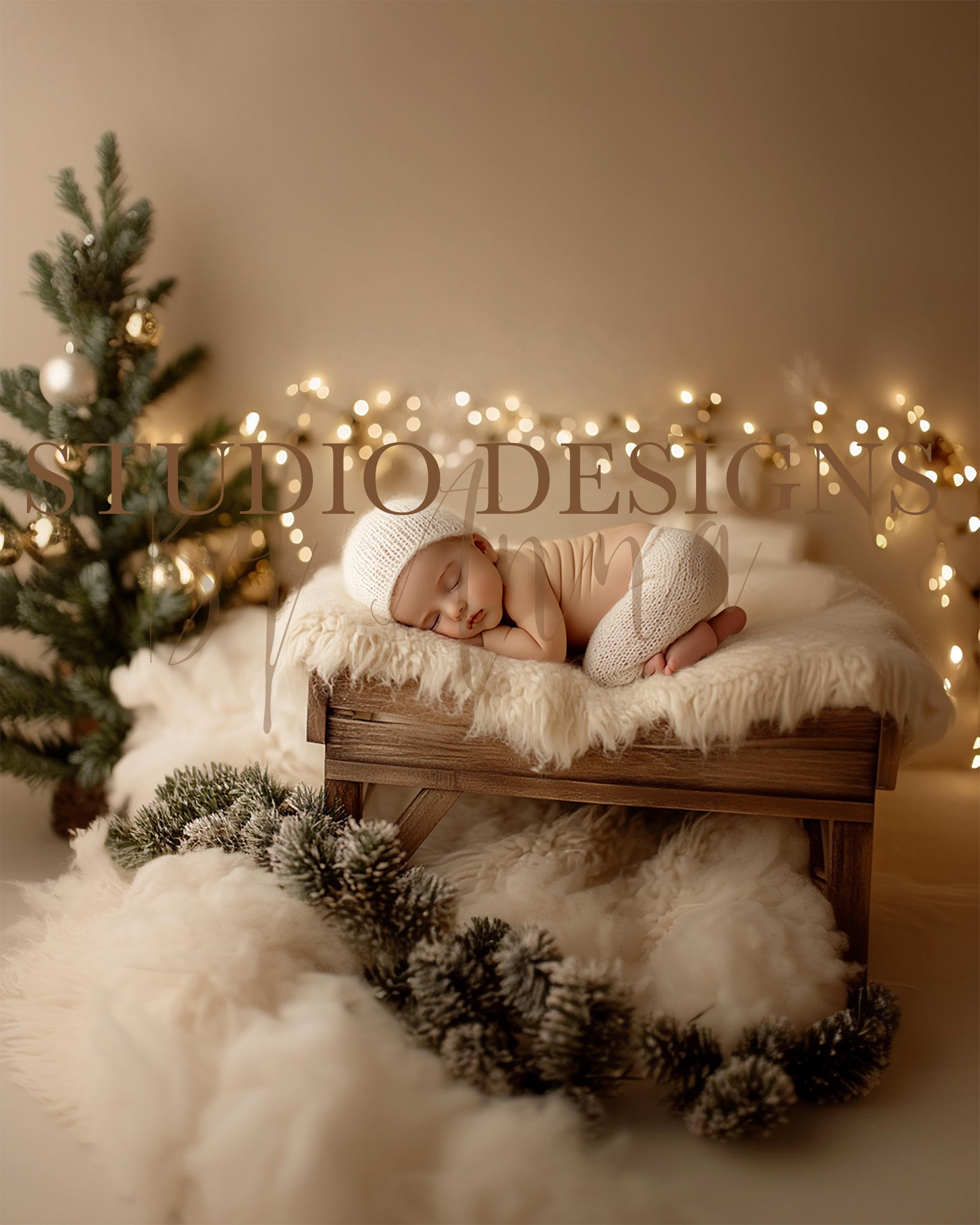 Newborn Winter Christmas Digital Background, Baby Backdrop, Christmas ...