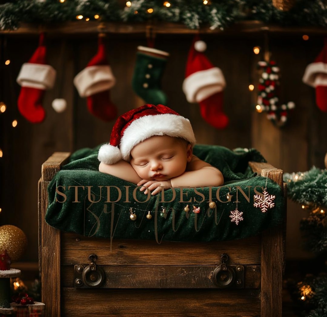 Newborn Christmas Digital Background, Baby Digital Backdrop, Christmas ...