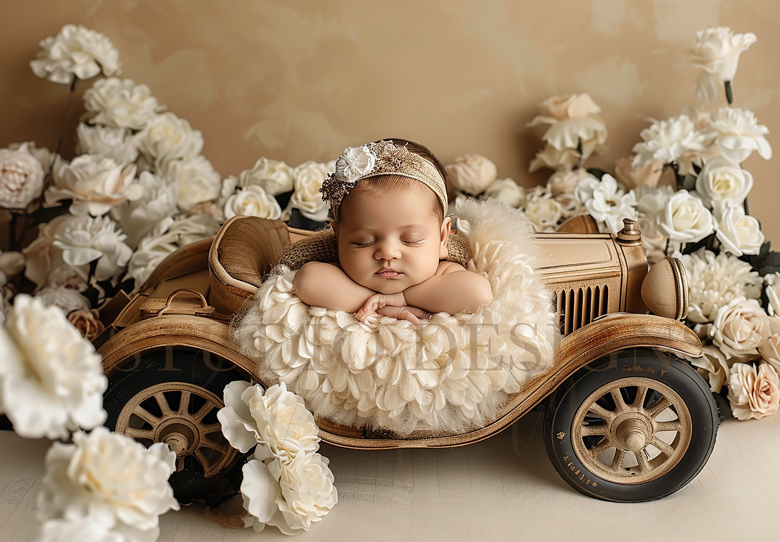 4 Car Newborn Digital Backgrounds, Vintage Car Digital Composition for ...