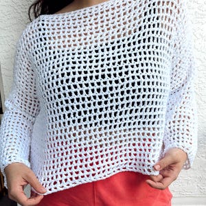 White Mesh Crochet Top - Etsy