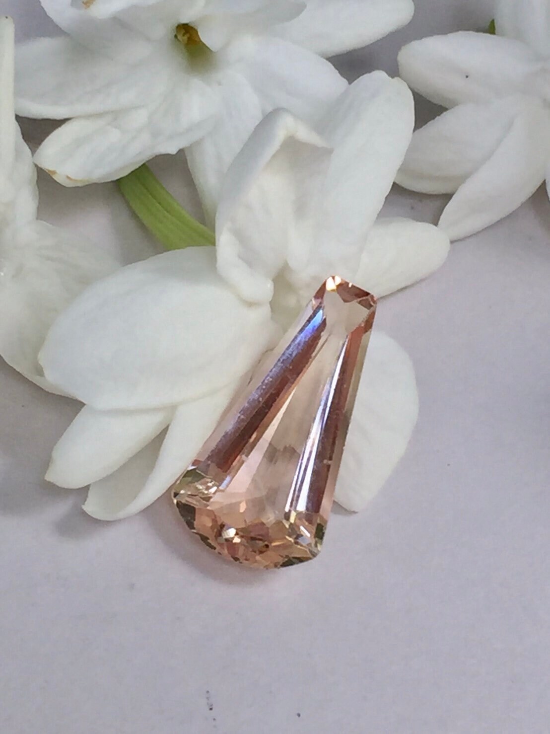 5.26ct Morganite Beryl Kite Cut Elongated Shield Shape Peach Morganite ...